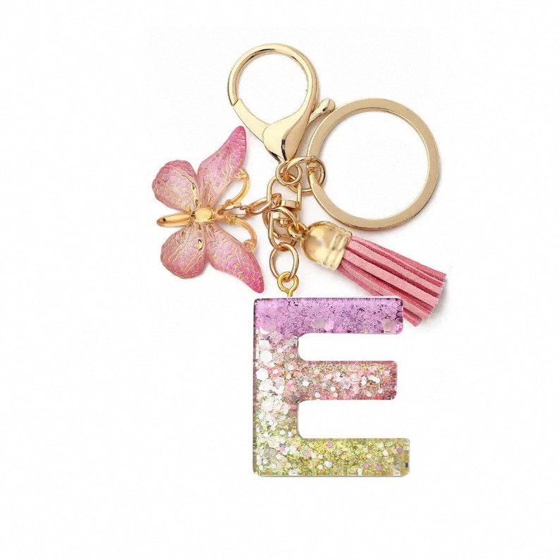 Gold Green Gradient Color Resin Letter A-Z Keychain Women Handbag ...