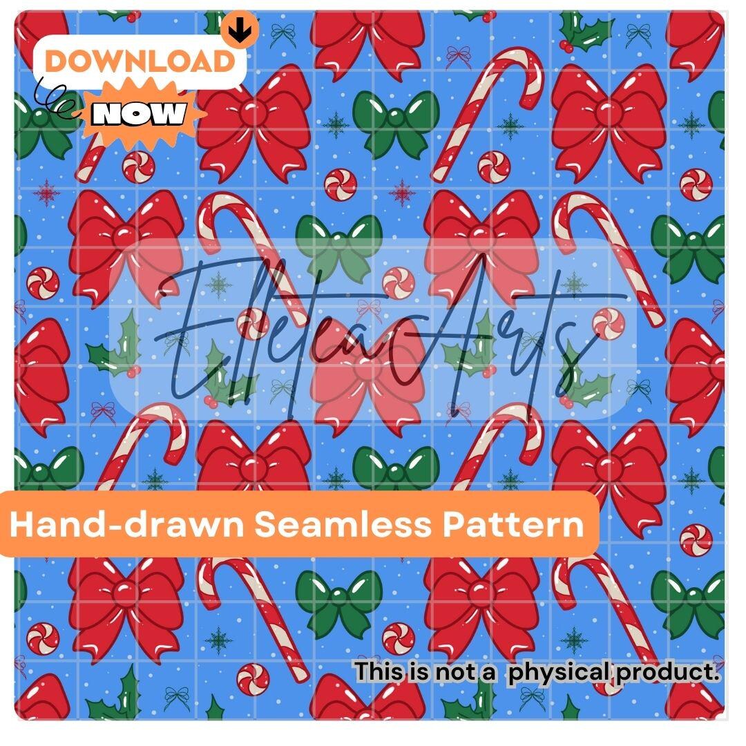 Blue Whimsical Christmas Seamless Pattern (digital Download) - Etsy