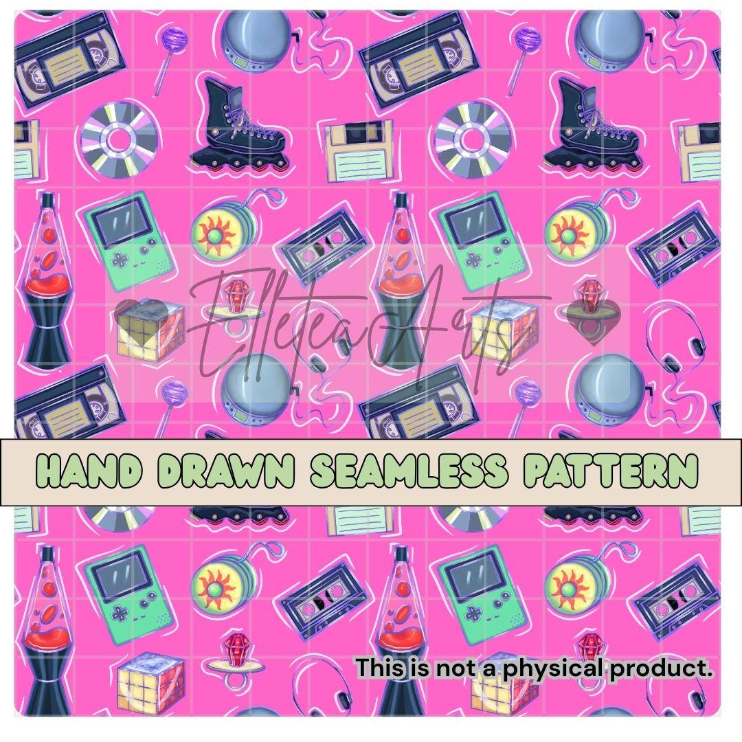 90s Nostalgia Seamless Pattern, Retro Fabric Design (digital Download ...