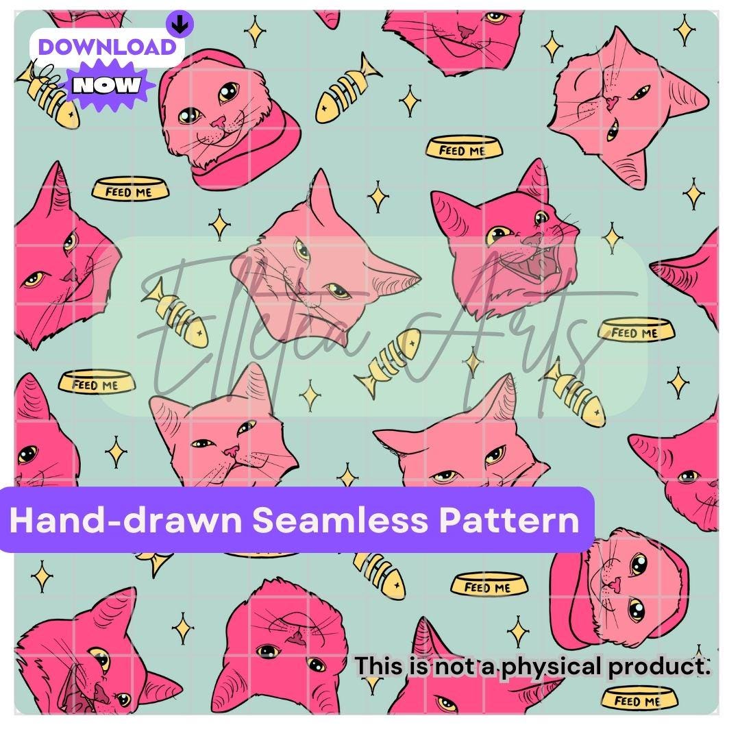 Cute Cats Seamless Pattern Cat Digital Pattern Seamless File Digital ...
