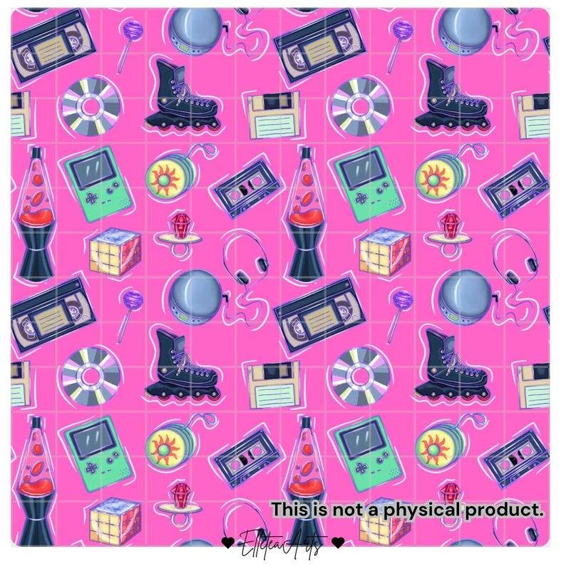 90s Nostalgia Seamless Pattern, Retro Fabric Design (digital Download ...