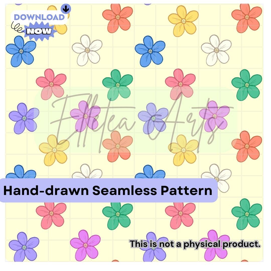 Colorful Spring Flower Seamless Pattern, Hand-drawn Floral Design ...