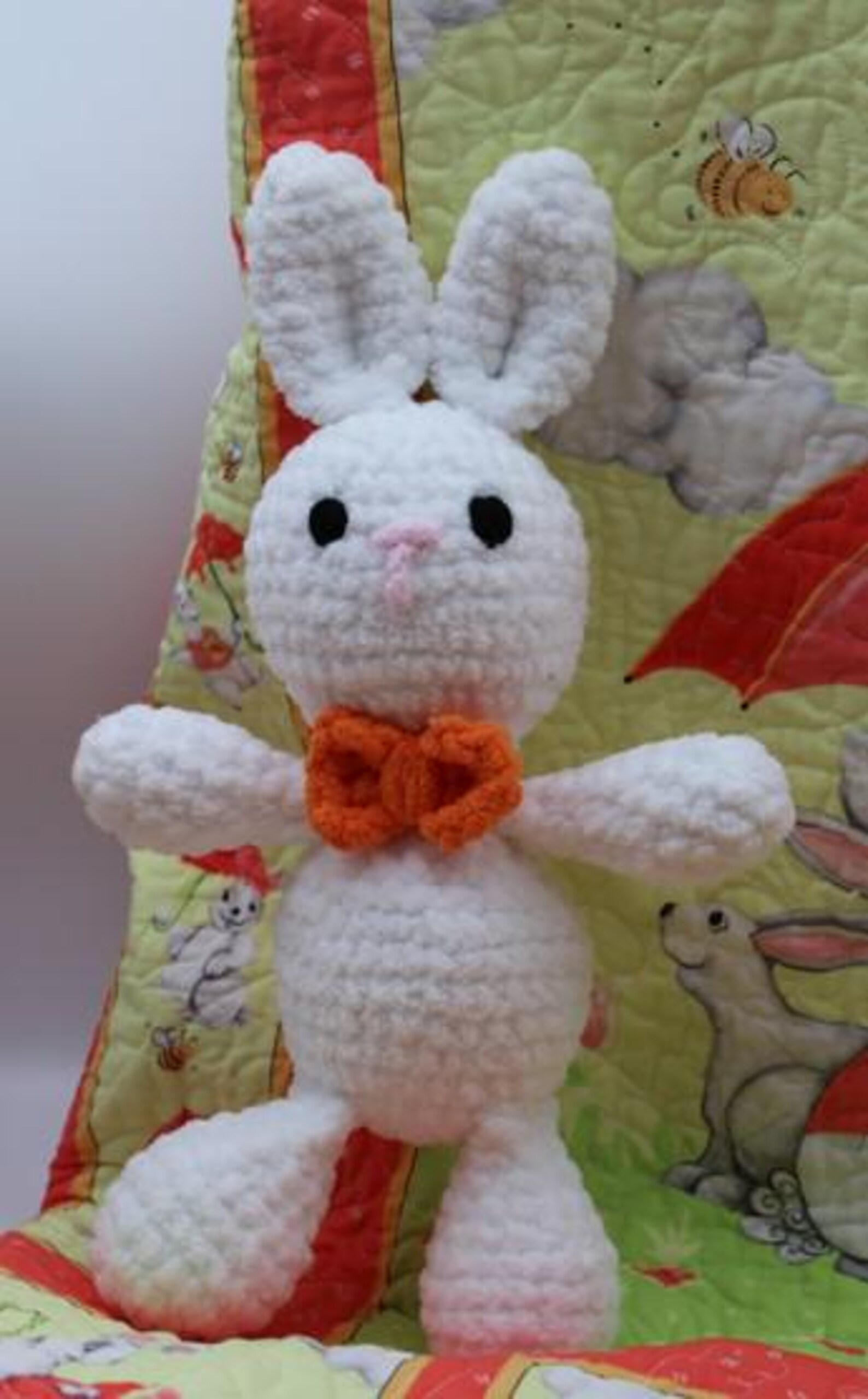 Beautiful Spring White Rabbit Baby Quilt 51x40 With Stuffed White Bunny ...