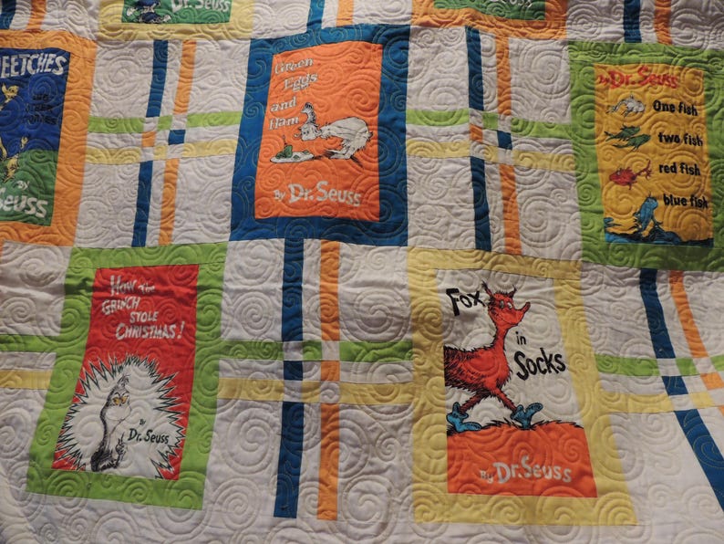 Dr. Seuss Book Cover Quilt 56x52 - Etsy