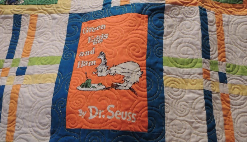 Dr. Seuss Book Cover Quilt 56x52 - Etsy