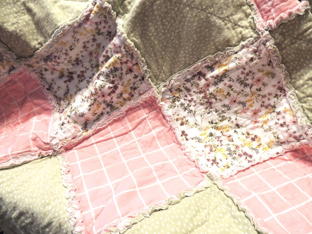 Soft Colors Little Girl Rag Quilt 43x36 With Crochet Hippo With Tutu ...