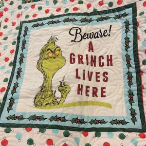 60x47 Inch Grinch Green and White Quilt - Etsy