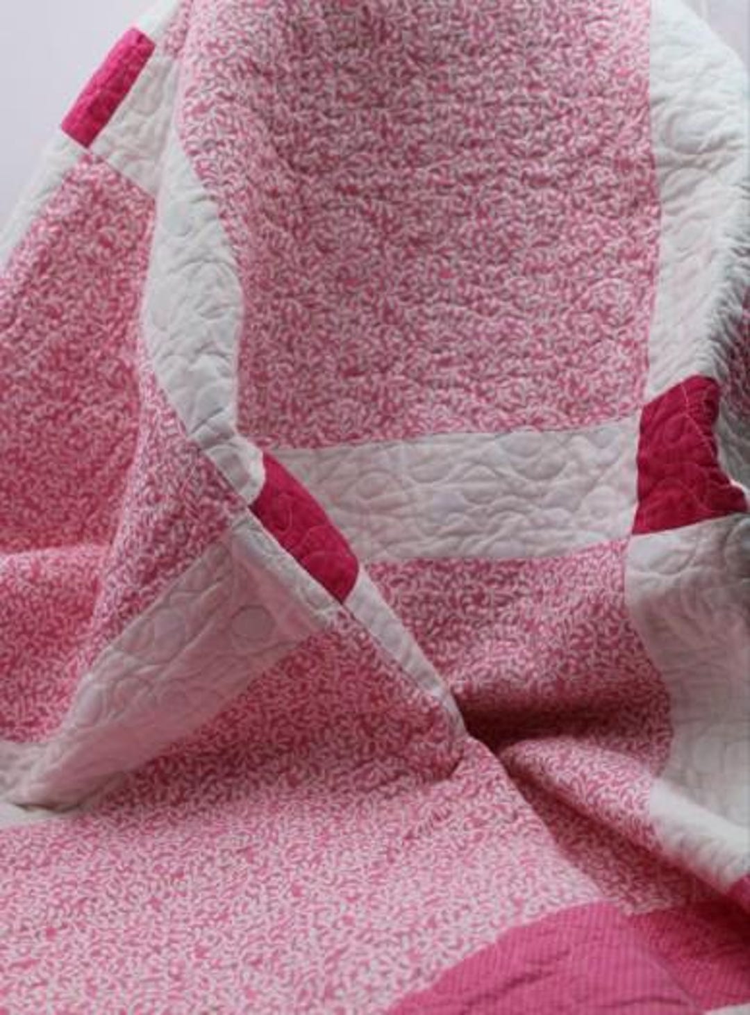 Pink and White Little Girl Quilt 48x48 With Crochet Princess Unicorn ...