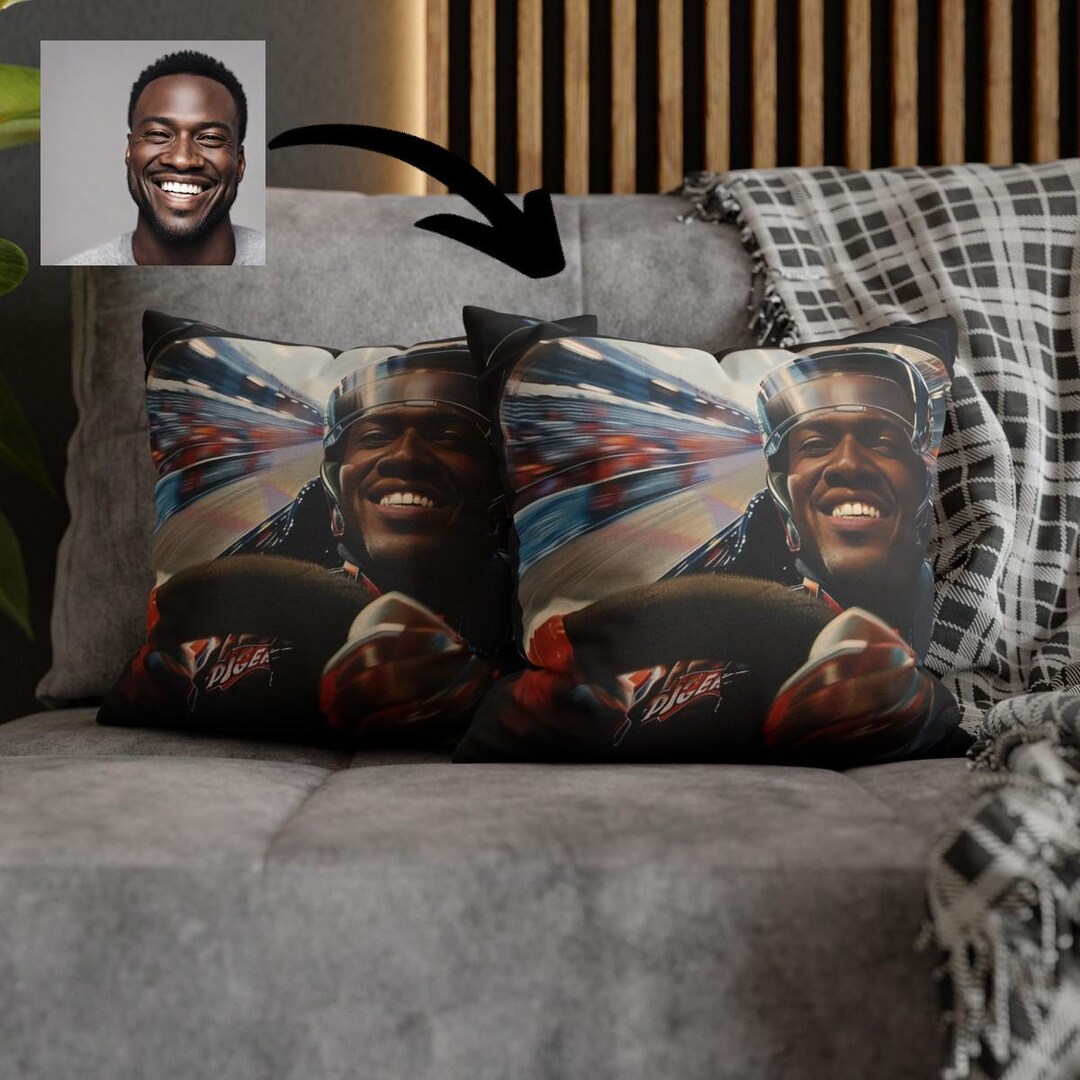 Race Car Driver Themed Custom Face Swap Pillowcase - Personalized Gift ...