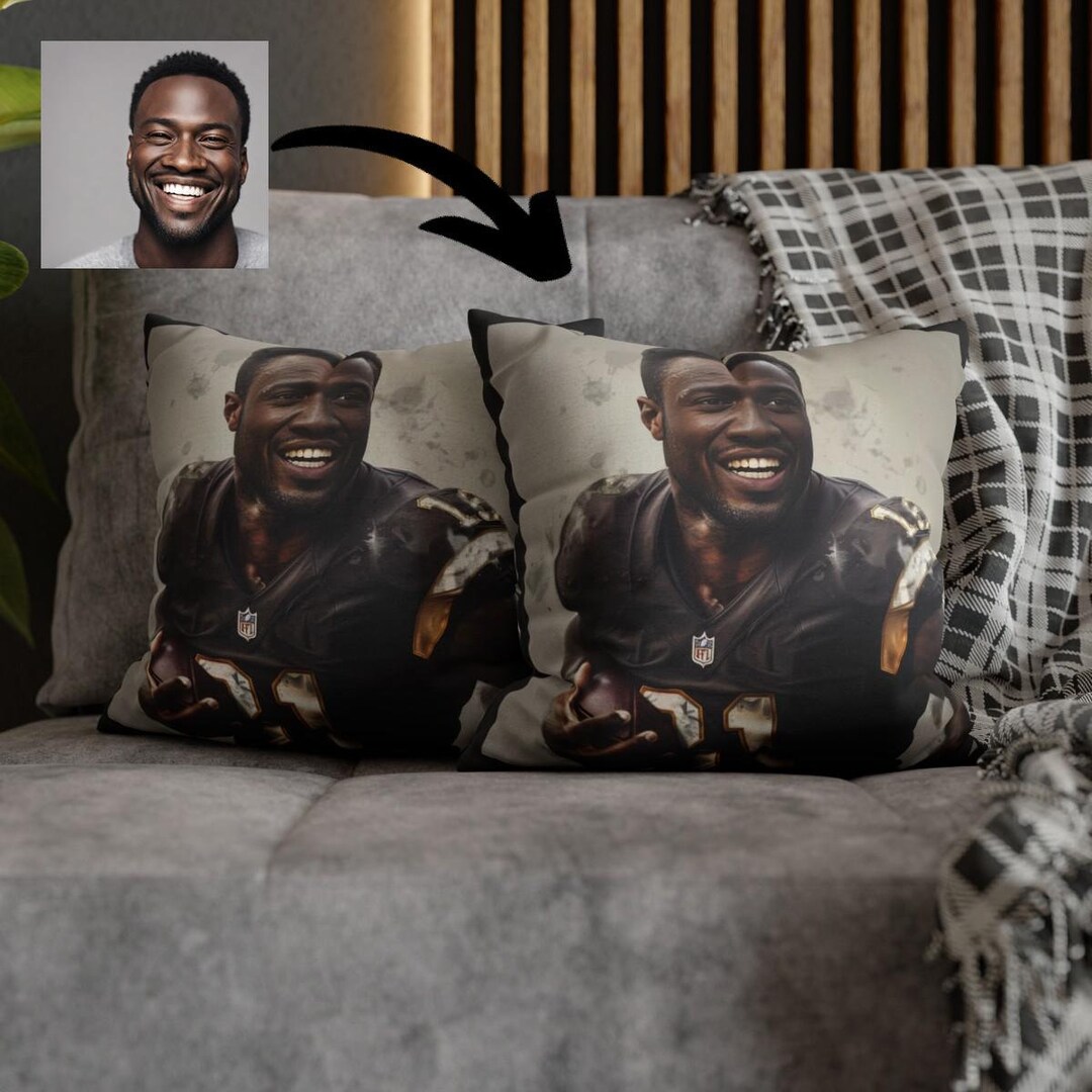 Football Themed Custom Face Swap Pillowcase - Personalized Gift - Etsy