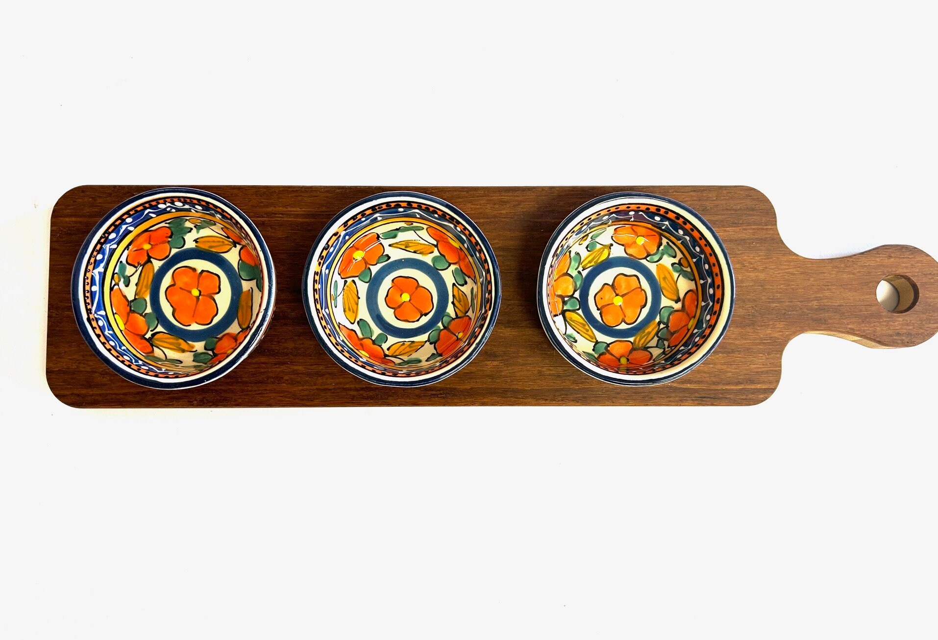 Condiment Dip Serving Tray With Handle, Bowls and Spoons Charcuterie ...