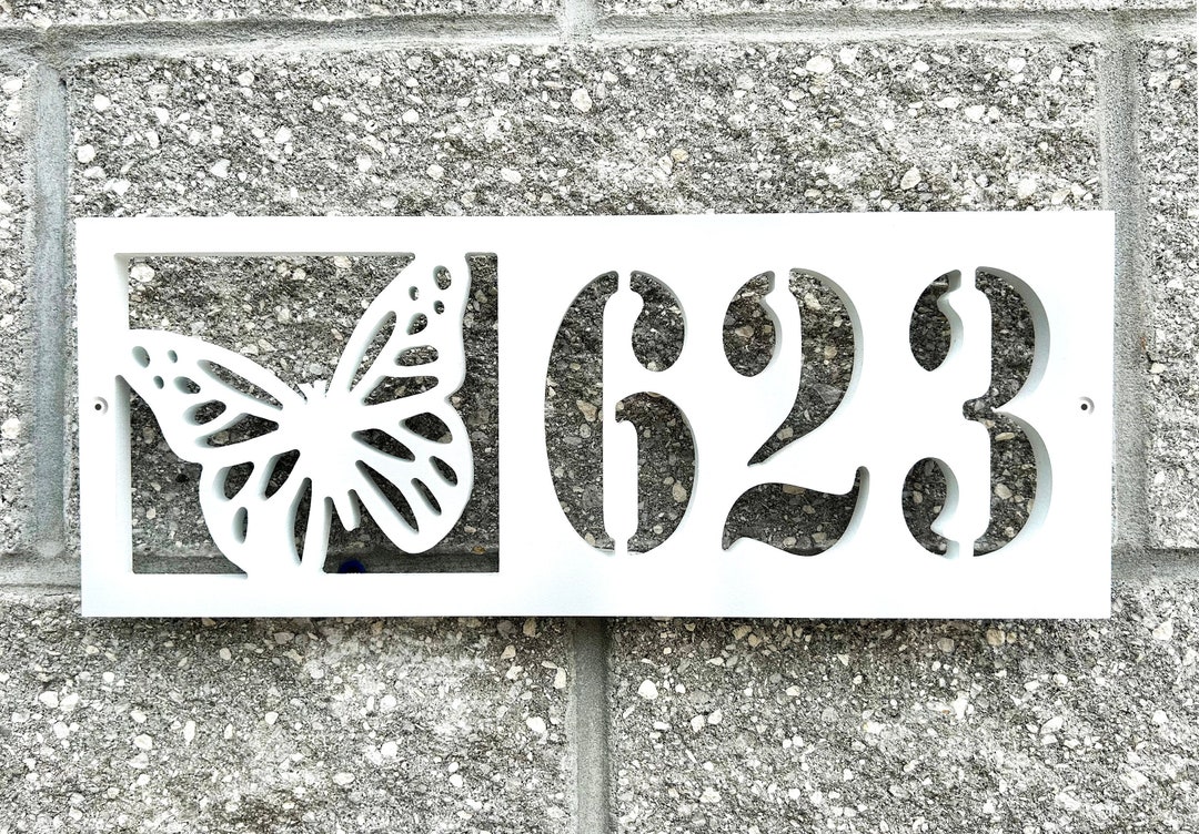 Custom PVC Address Sign House Number, Butterfly Design, Outdoor ...
