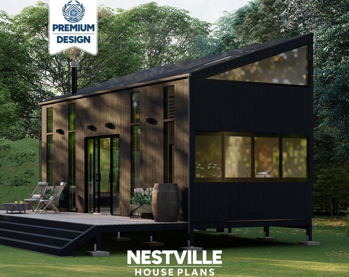 24' X 36' Lean Cabin Architectural Plans - Custom 864SF 2 Bedroom House ...