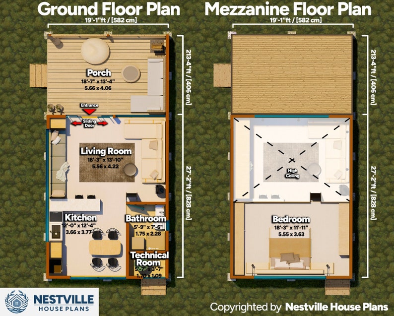 Modern House Plans | 19x27 Cabin House Plans | Modern Cabin | Tiny ...