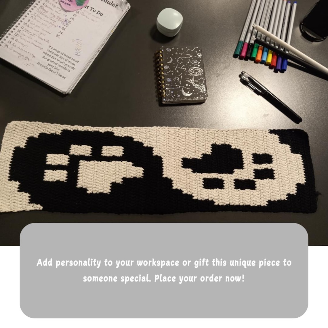 Desk Mat Crochet Keyboard Mat Handmade Paw Yin Yang Desk Accessory Cozy ...