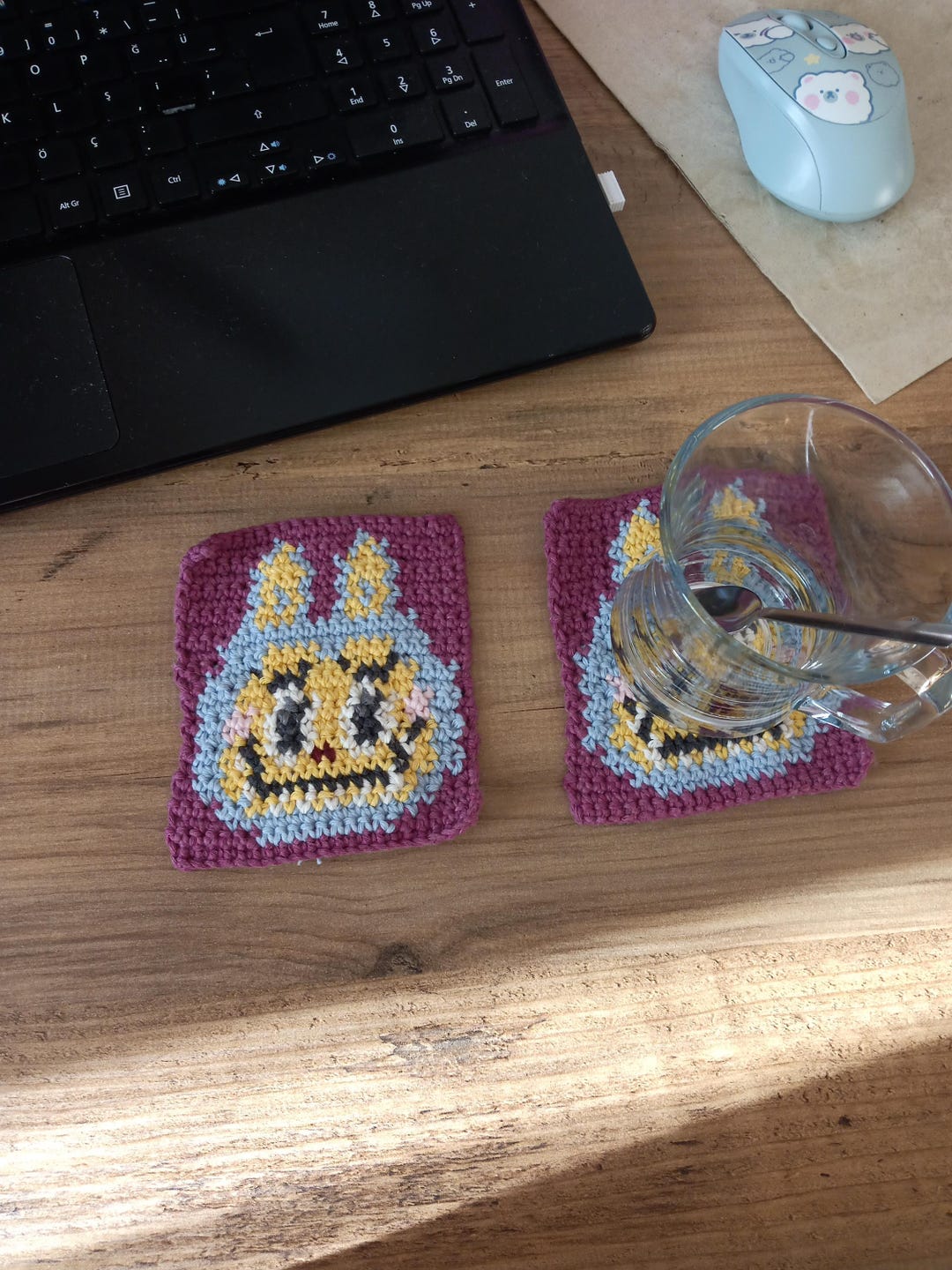 Labubu Gifts Halloween Crochet Coaster Set Coasters Set Crochet ...