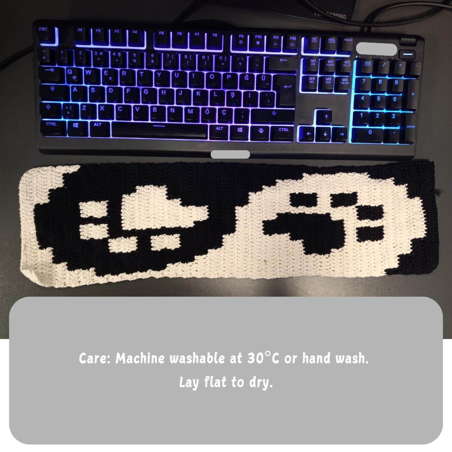Desk Mat Crochet Keyboard Mat Handmade Paw Yin Yang Desk Accessory Cozy ...