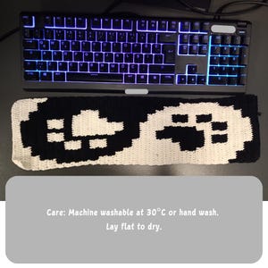 Desk Mat Crochet Keyboard Mat Handmade Paw Yin Yang Desk Accessory Cozy ...