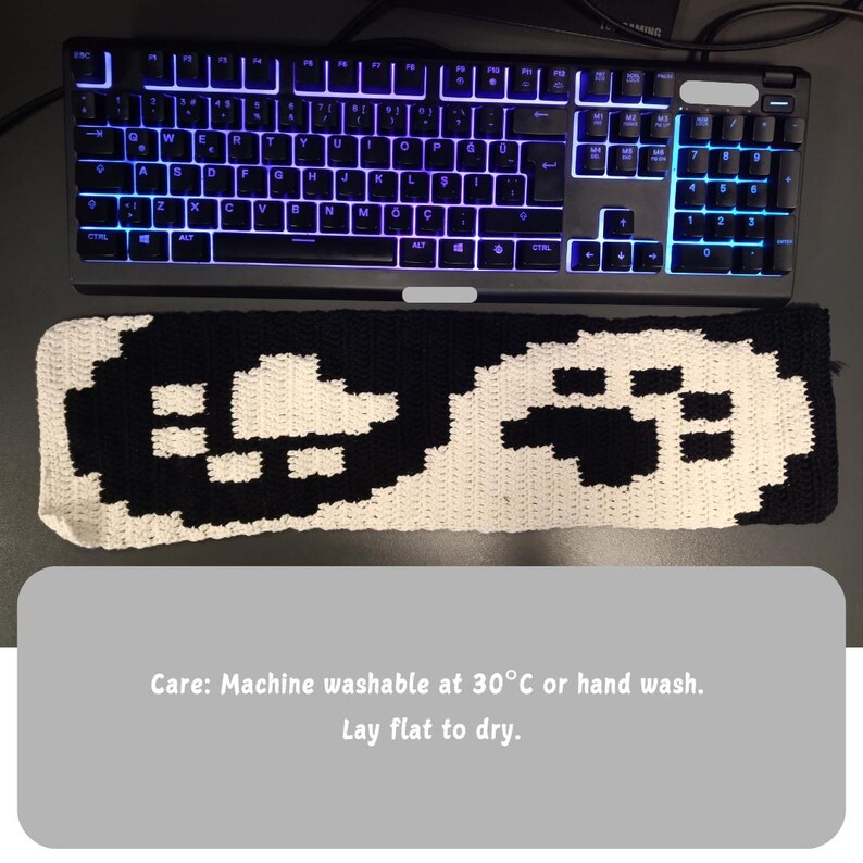 Desk Mat Crochet Keyboard Mat Handmade Paw Yin Yang Desk Accessory Cozy ...
