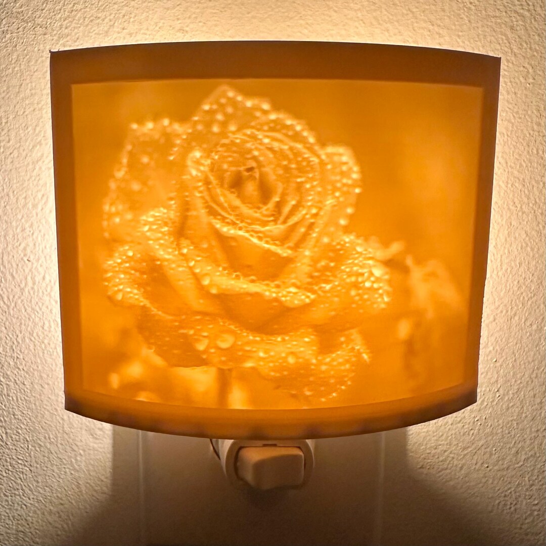 Rose With Water Droplets | Lithophane Night Light - Etsy