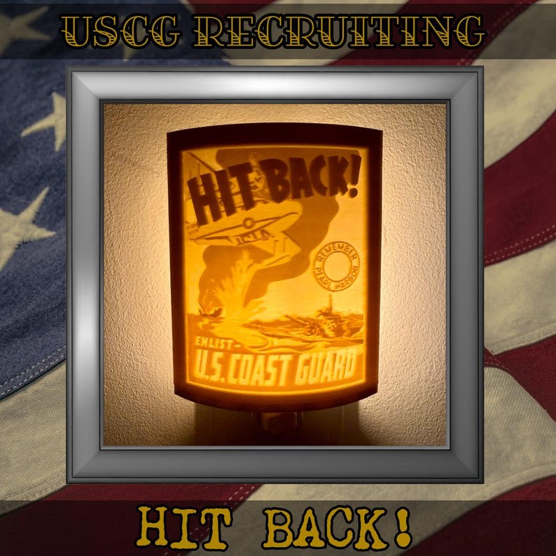 WW2 U.S. Coast Guard Recruiting Poster Night Lights | 3D Printed Gift ...