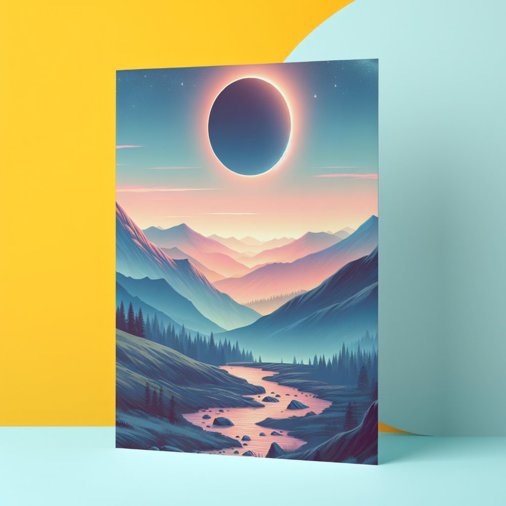 Retro Colors Solar Eclipse Wall Art SVG for Printing 2024 Eclipse in ...