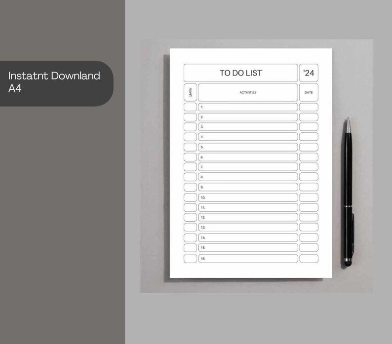 Printable to Do List, Pdf A4 Checklist. Digital Downland - Etsy
