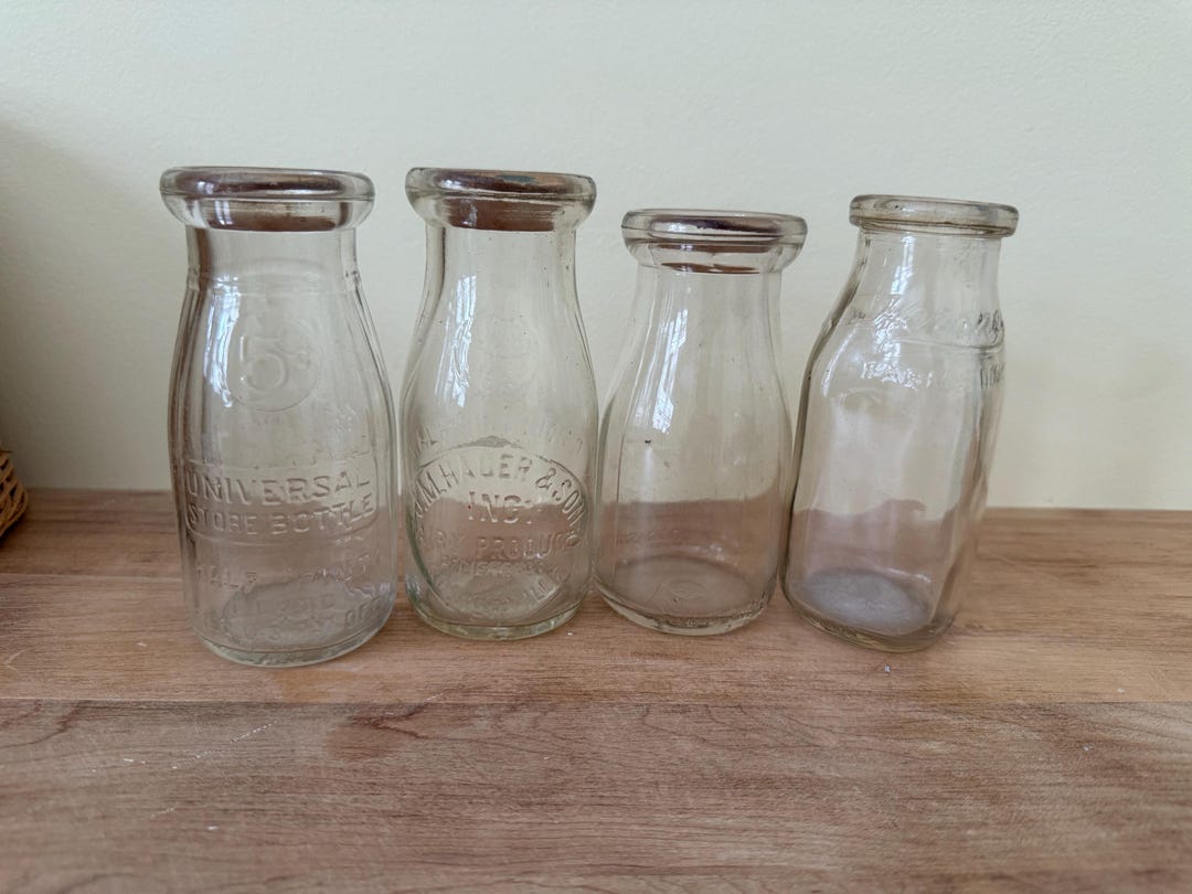 Vintage Half Pint Milk Bottles - Etsy