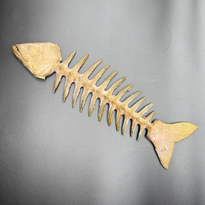 Vintage Brass Fish Skeleton – Cast Metal Wall Art – Nautical Beach ...