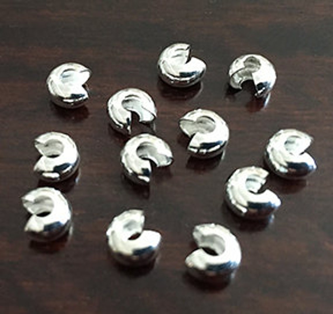 Crimp Bead Covers 4.5mm - 925 Sterling Silver Plated Crimp Bead Covers ...