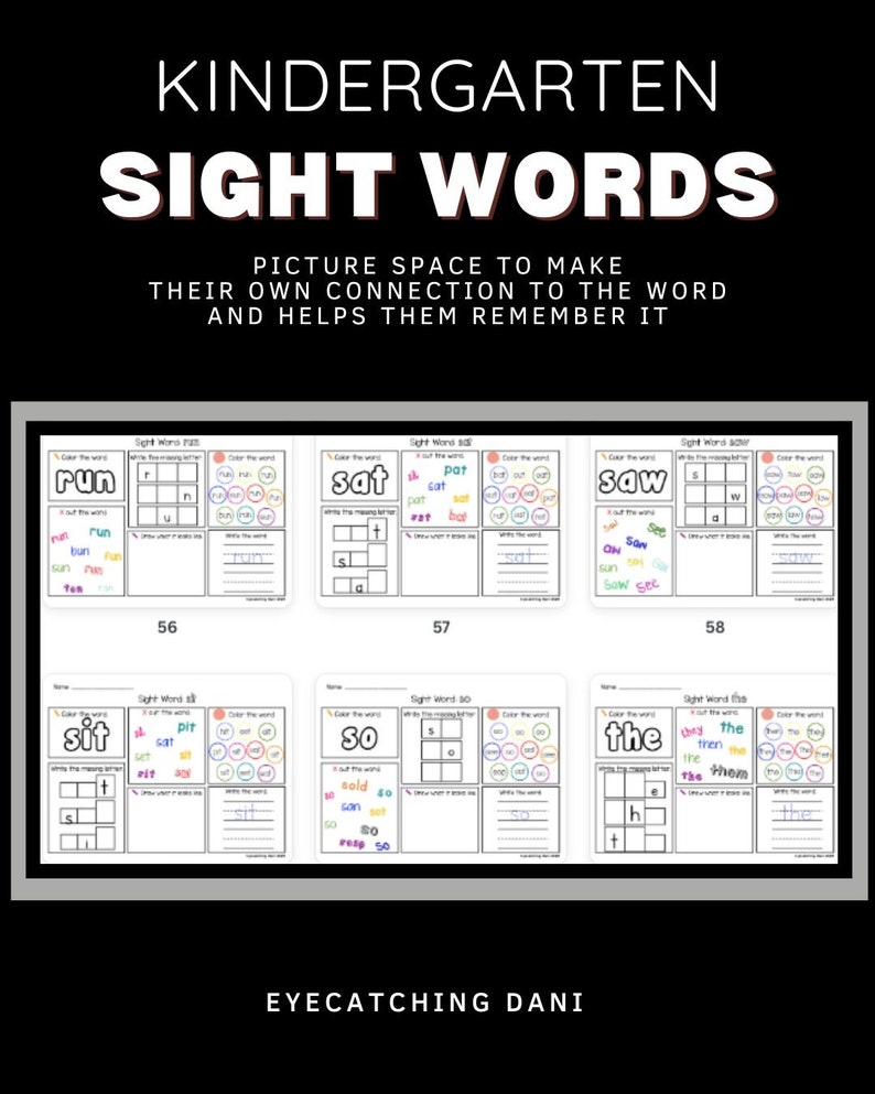 Kindergarten Sight Words, Sight Word Review, Sight Word Handwriting ...