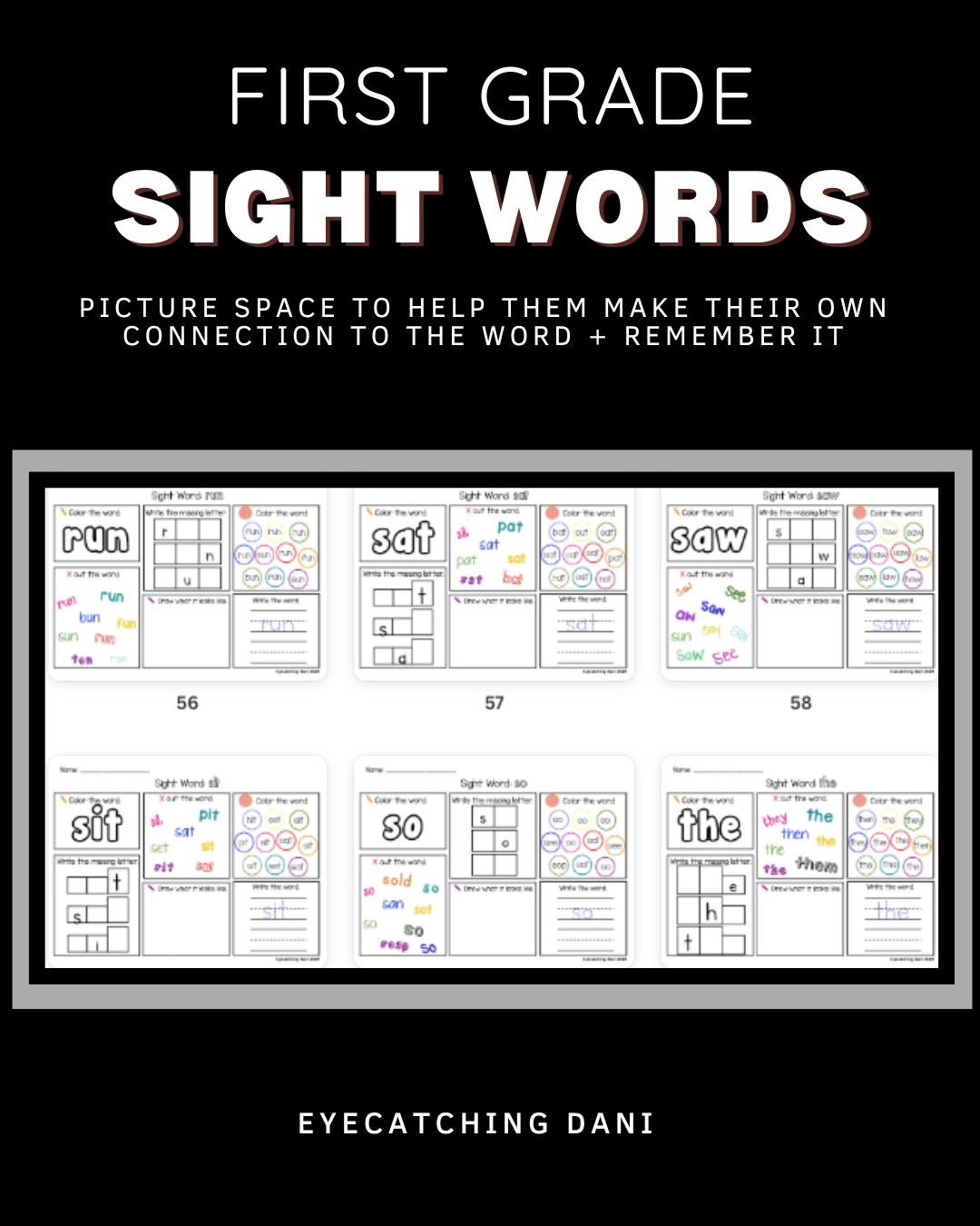 First Grade Sight Words, Sight Word Review, Sight Word Handwriting ...