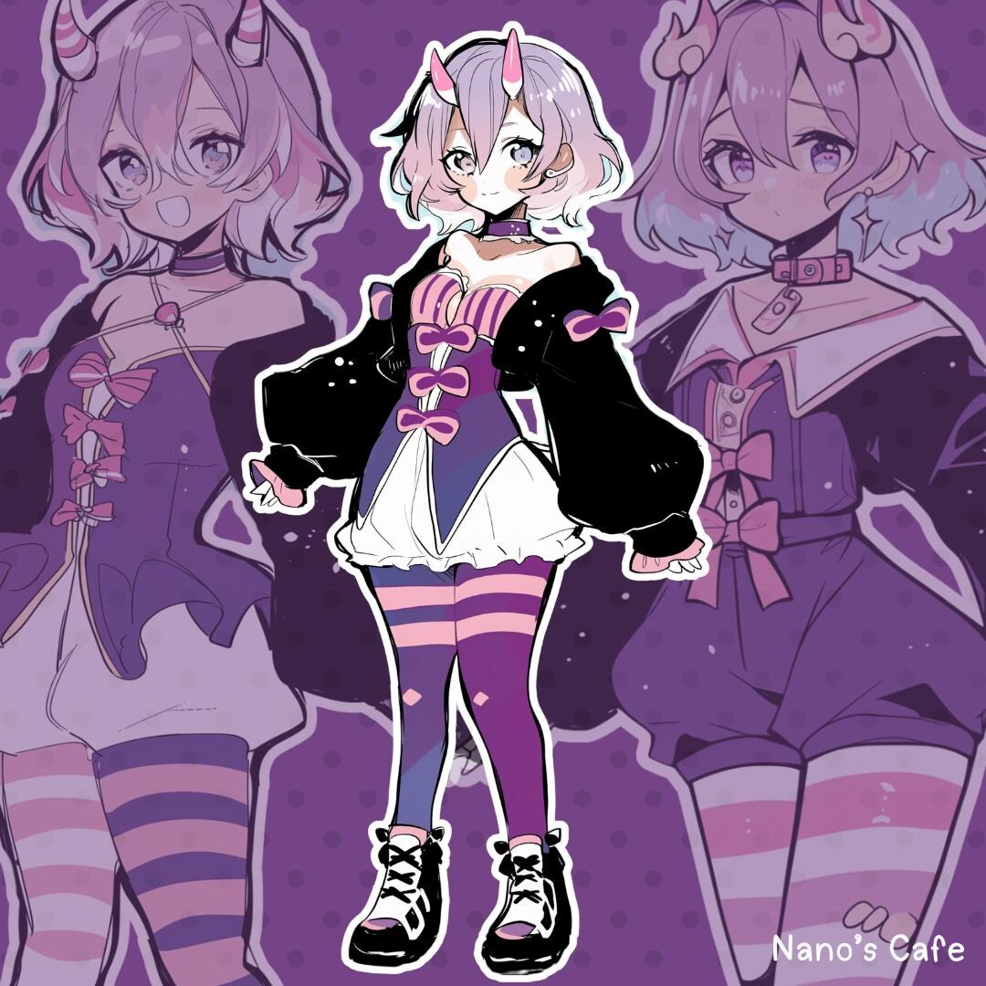 Original Character Design Vtuber Adoptable Kawaii Oni Demon Jester ...