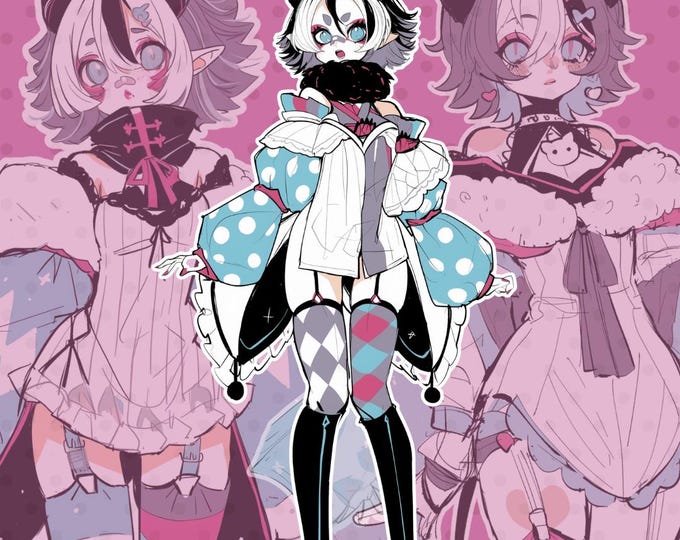 Original Character Design - Vtuber Adoptable Kawaii Vtuber Jester Clown ...