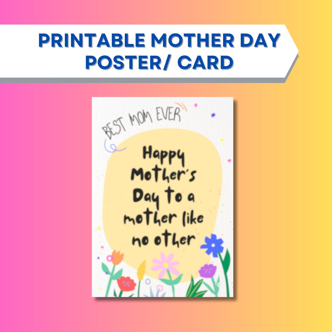 Printable Mothers Day Poster Card, Colourful, Mothers Day Joke, Funny ...