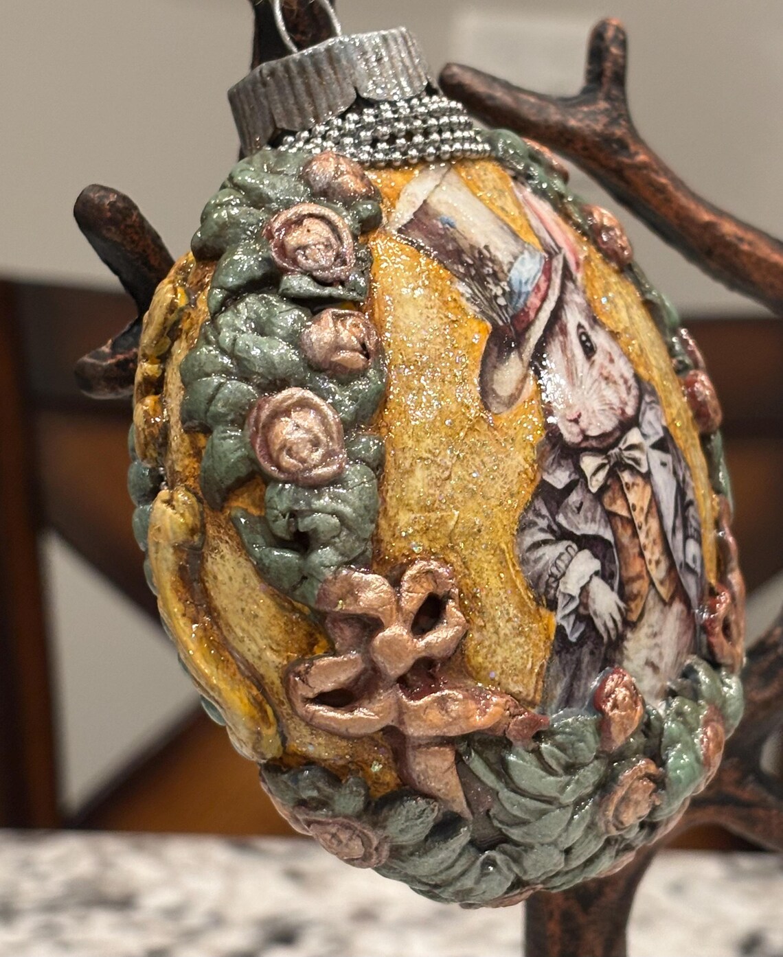 Gentleman Rabbit/ Handcrafted Vintage Inspired Bauble/ Easter Tree ...