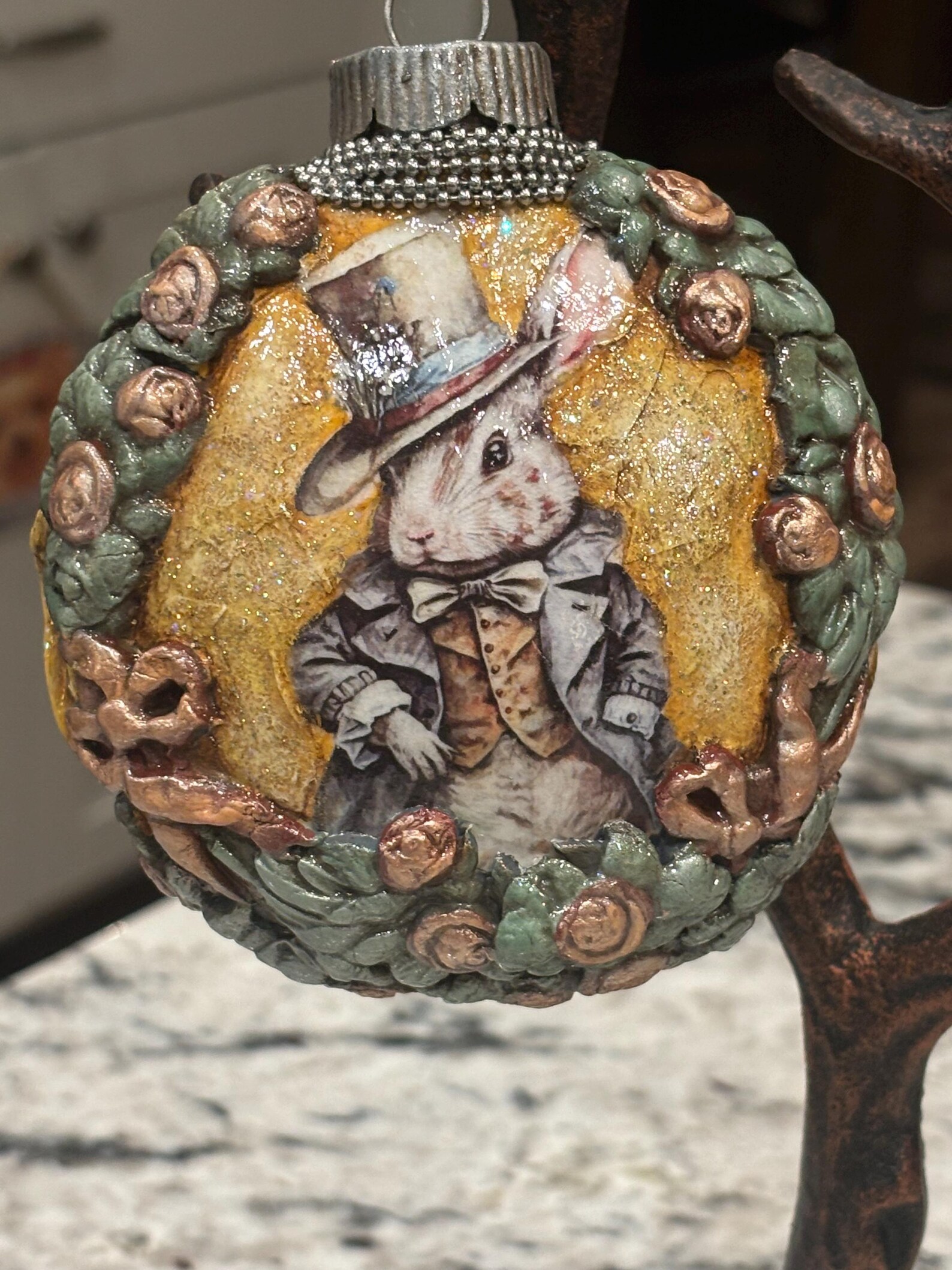 Gentleman Rabbit/ Handcrafted Vintage Inspired Bauble/ Easter Tree ...