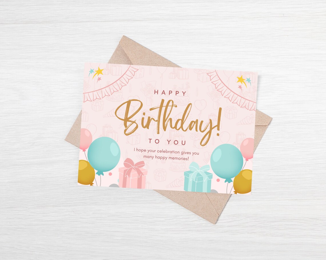 Printable Kids Birthday Card, Happy Birthday Card, Cute Greeting Card ...