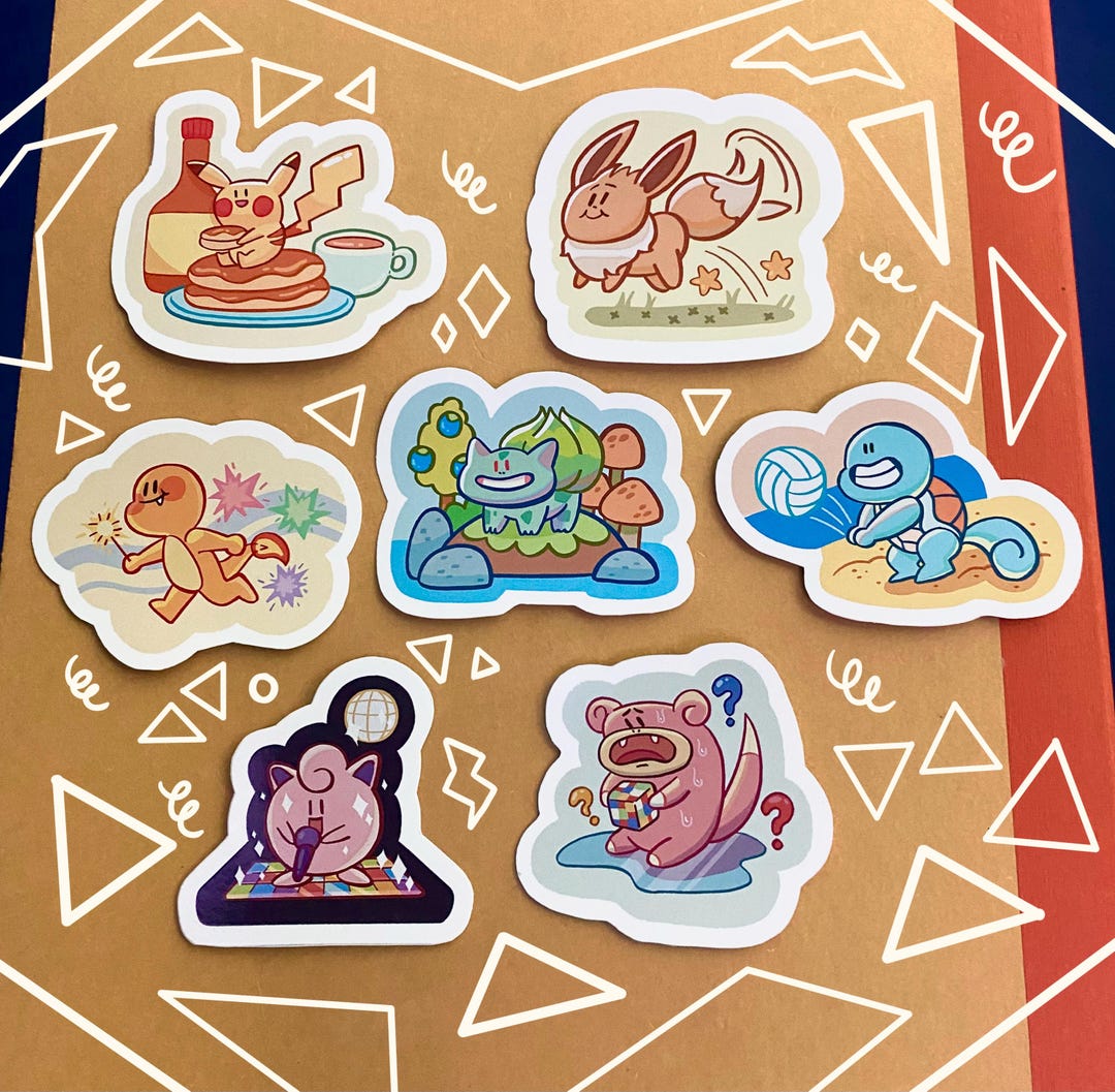 Poke-summer Anime Sticker Set - Etsy
