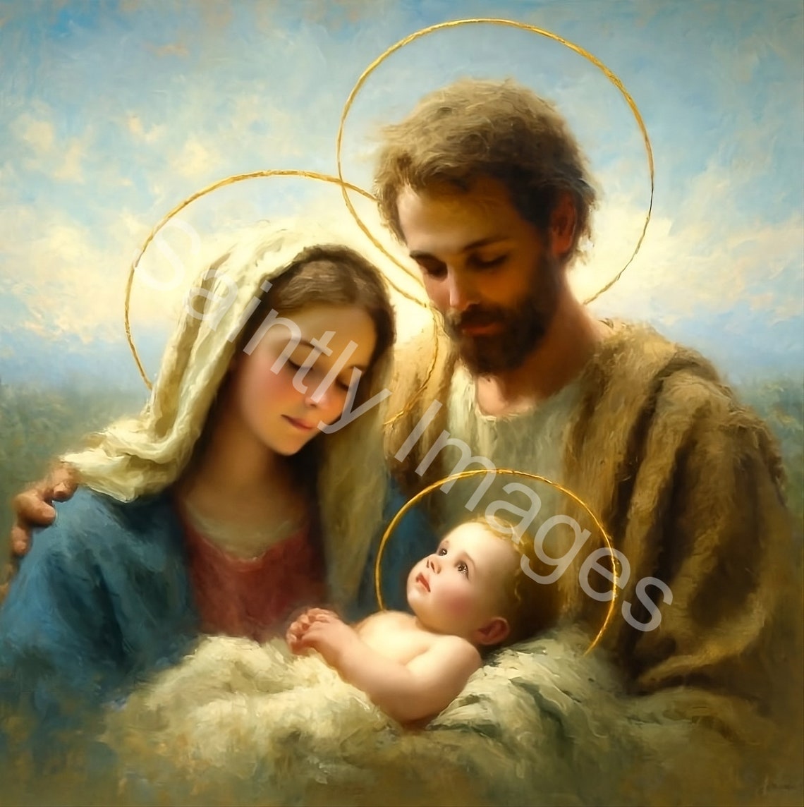 The Holy Family | Digital Print | Jesus, Mary & Joseph | Christmas ...