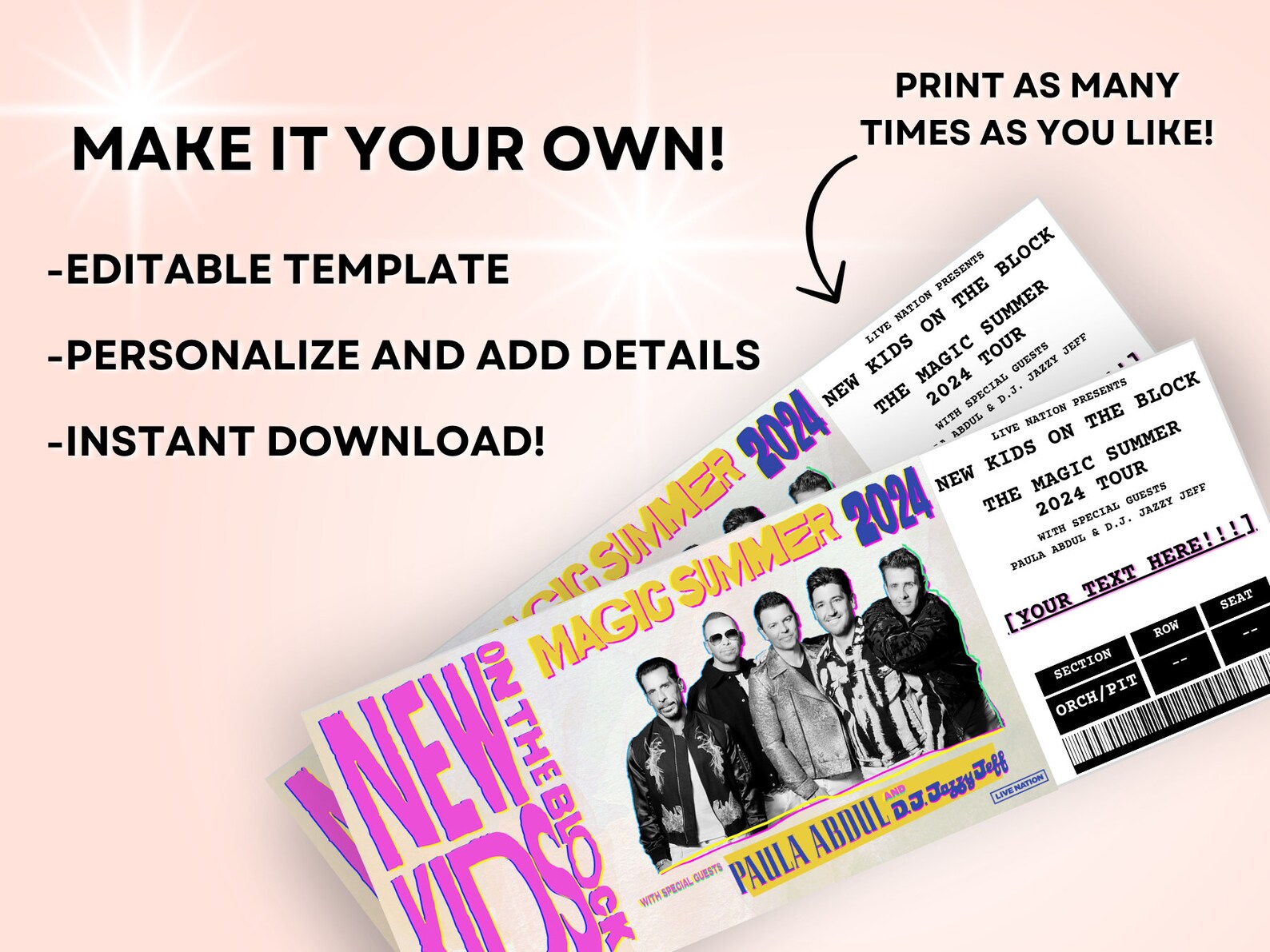 EDITABLE New Kids on the Block Concert Ticket Concert Ticket | Birthday ...