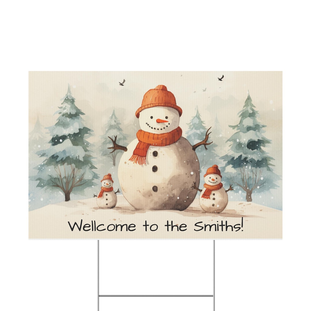 Personalized Snowman Yard Sign, Plastic 18'' X 12'' - Etsy