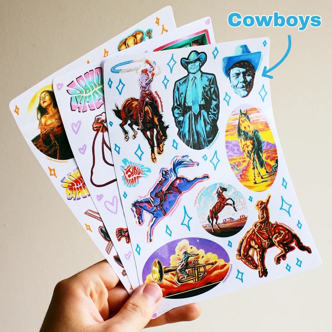 Themed Sticker Sheets (cowboys, Parrots, Perspective Art & More) - Etsy