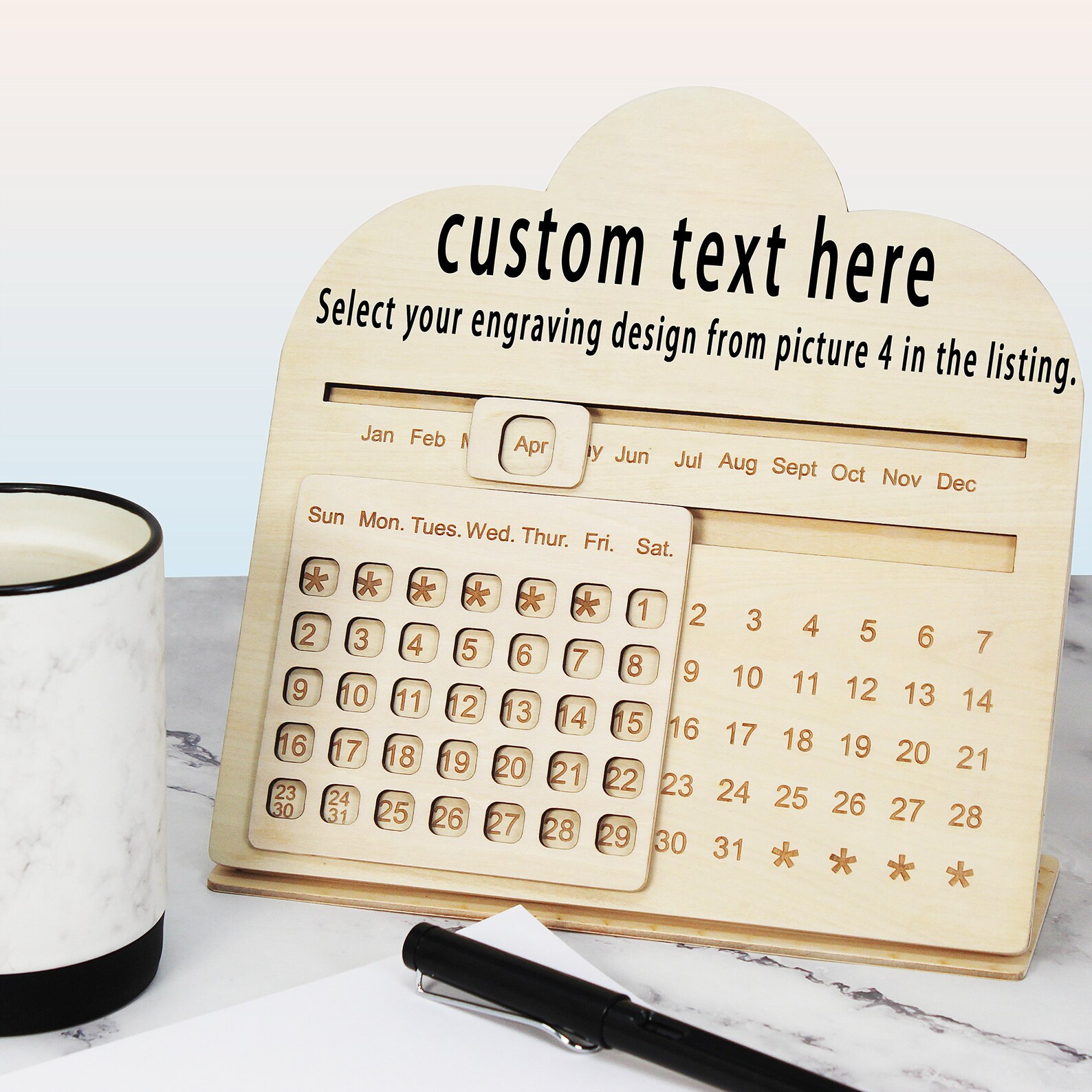 Handmade Home Wooden Perpetual Calendar-custom Engraving - Etsy