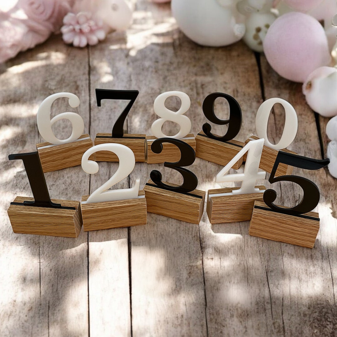 3-inch Acrylic Wedding Table Numbers With Wooden Base/black and White ...
