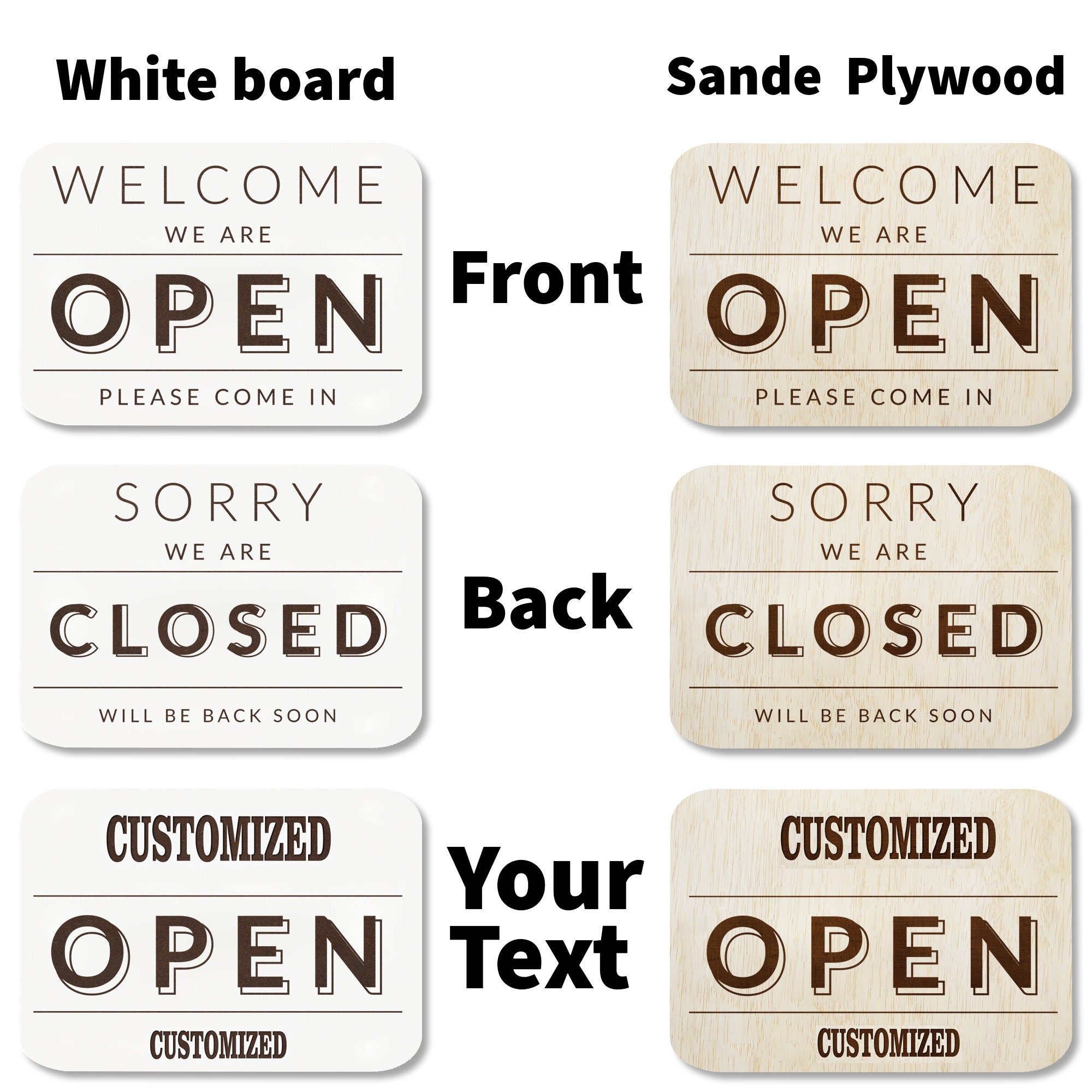 Personalized Open Closed Sign: Reversible Wooden Business Sign - Etsy