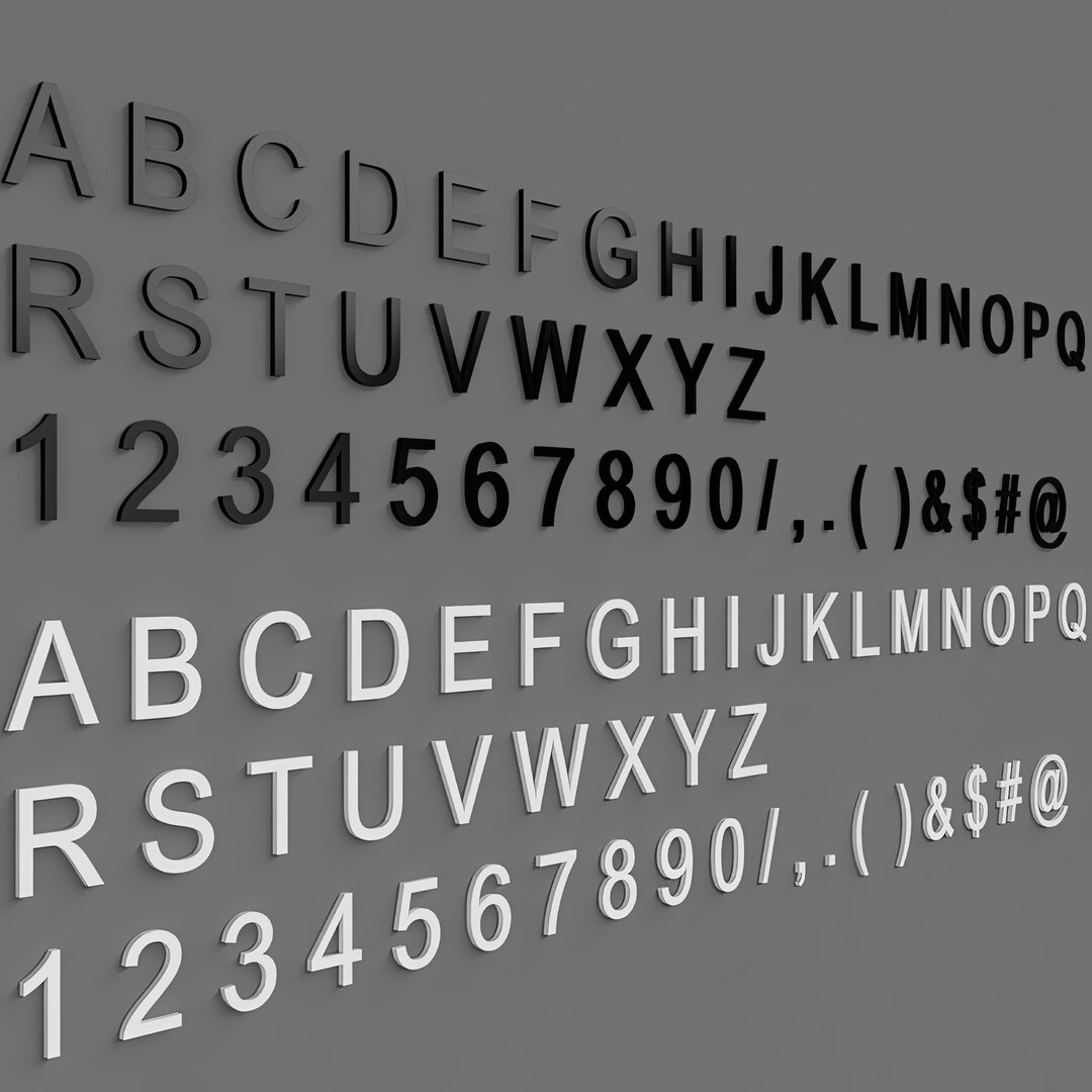 2" Acrylic Letters, Numbers, and Symbols, Black and White Cut Out ...