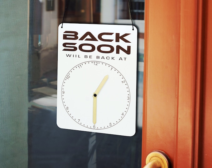 Business Sign, Will Return Clock Sign, Store Hour Sign, Custom Sign ...