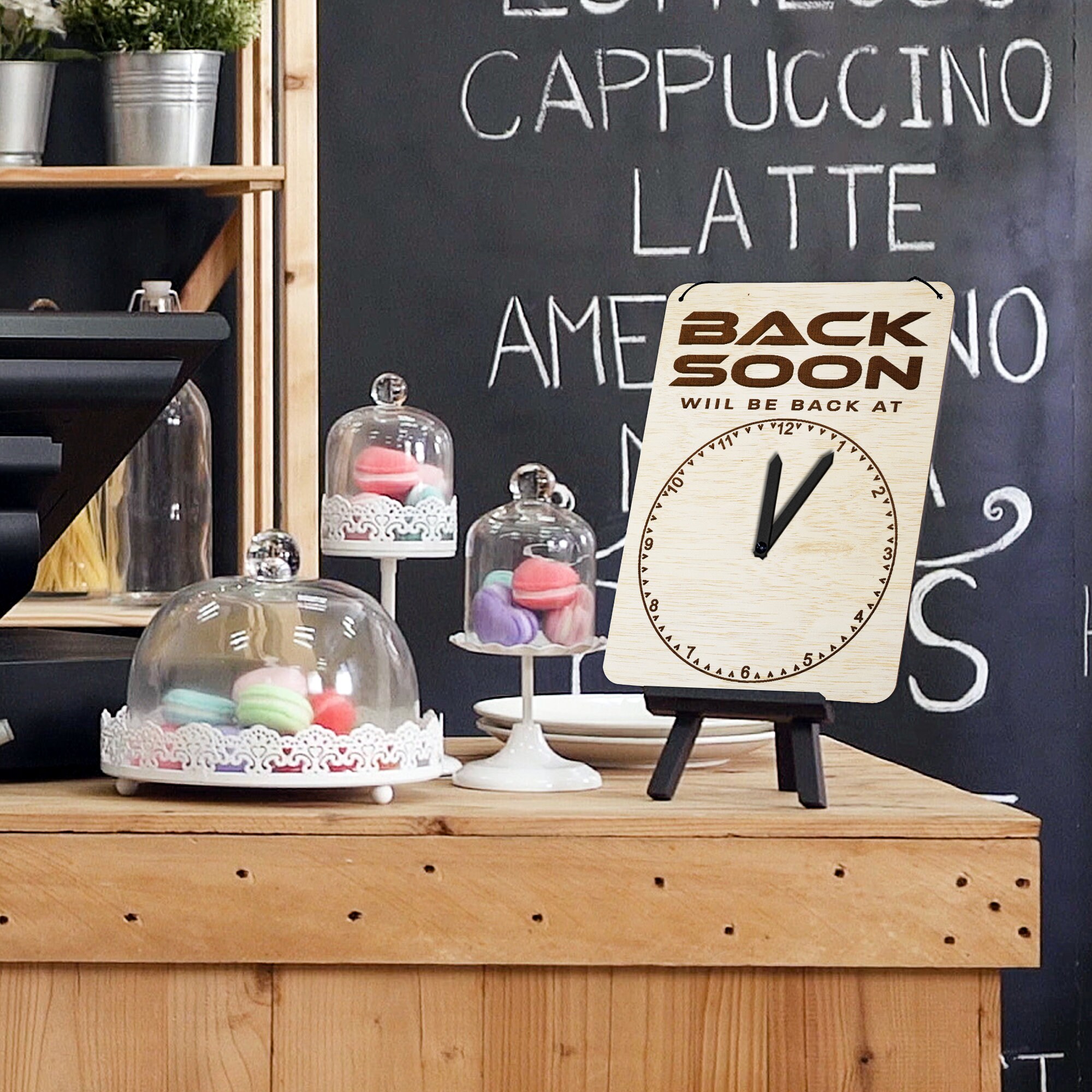 Personalized Wood 'will Be Back' Clock Sign: Custom Business Storefront ...