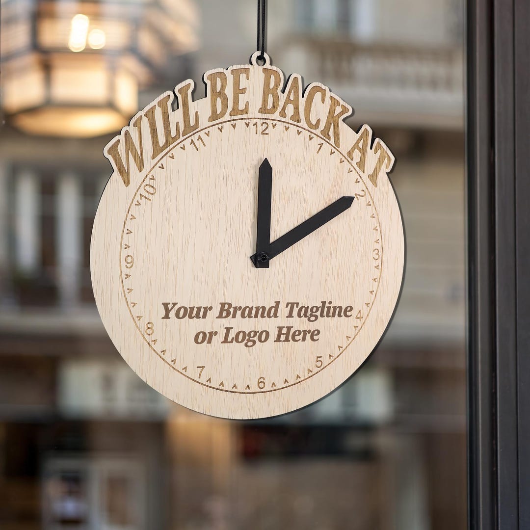 Personalized Will Be Back Clock Sign: Custom Business Hanging Sign - Etsy
